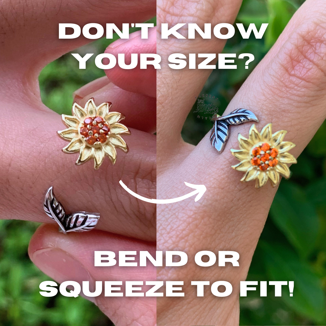 Fidget Ring | Sunflower Anxiety Ring, Engraved Spinner Ring for Women ...